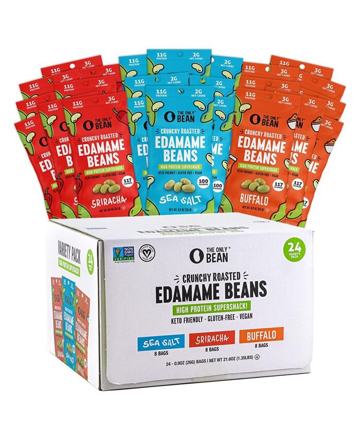 The Only Bean Crunchy Roasted Edamame (Variety Pack), Healthy Snacks ...