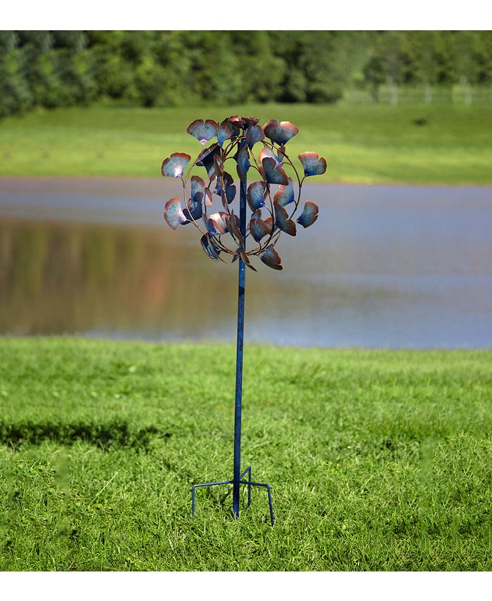 Evergreen 50.7" Wind Spinner, Patina Gingko Leaves - Macy's