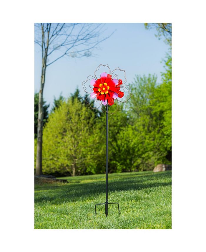 Evergreen 75"H Wind Spinner, Pink Floral with Wire Detailing - Macy's