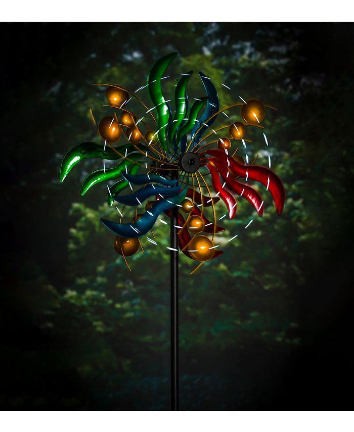 Evergreen 84" Wind Powered Lighted Wind Spinner, Circles & Waves - Macy's
