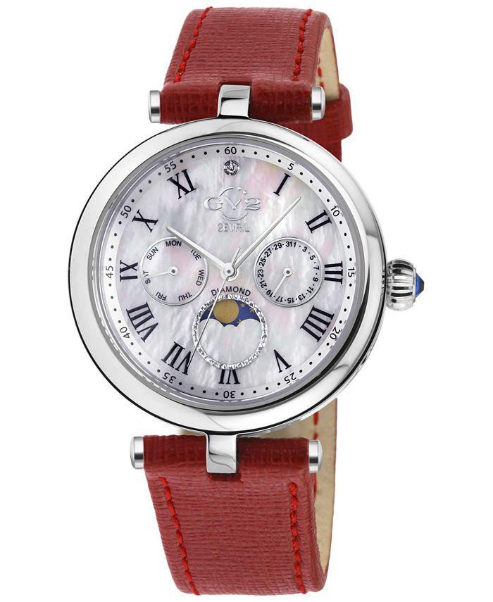 GV2 by Gevril Women's Florence Swiss Quartz Diamond Accents Red ...