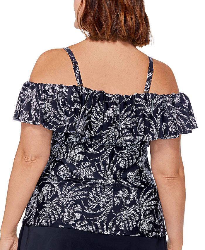 Island Escape Plus Size Printed La Flor Off The Shoulder Removable