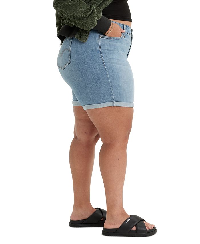 Levi's Trendy Plus Size Mid-Length Stretch Denim Shorts - Macy's