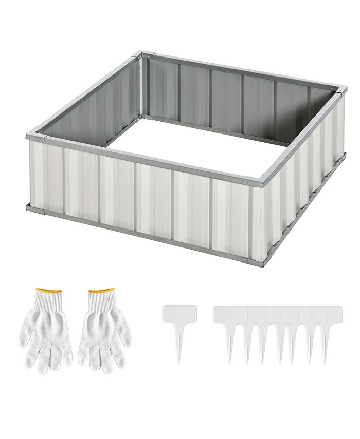Outsunny Metal Raised Garden Bed No Bottom Planter Box w/ Gloves for ...