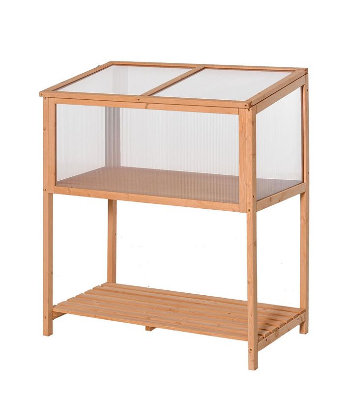Outsunny Wood Cold Frame Greenhouse Flower Planter Raised Potted w ...