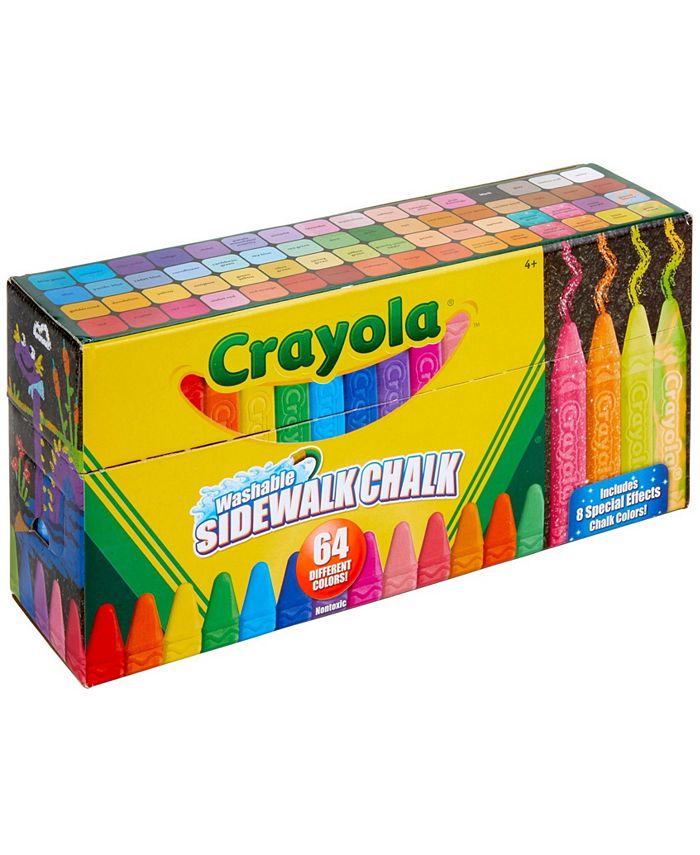Crayola Washable Sidewalk Chalk-64 Colors Including 8 W/Special Effects ...