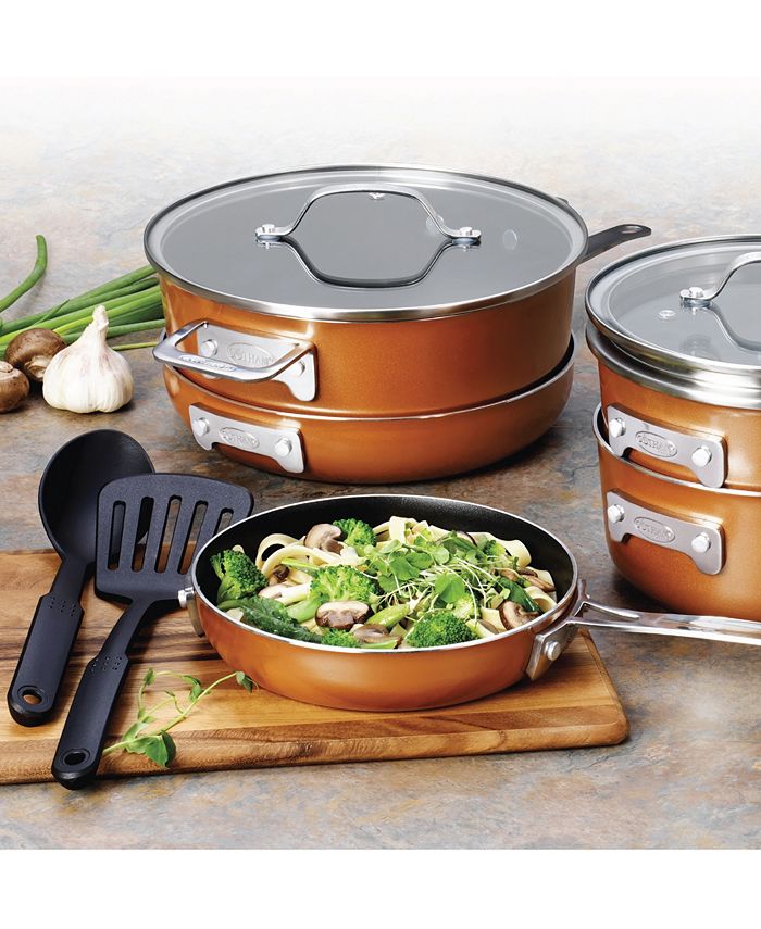 Gotham Steel 10-Pc. Cast-Texture Nonstick Stackable Cookware Set ...