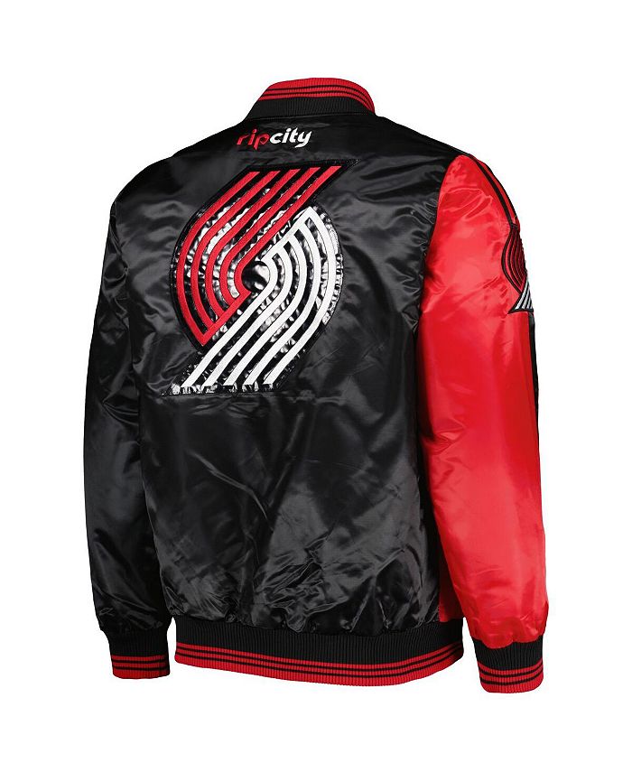 Starter Men's Red, Black Portland Trail Blazers Fast Break Satin Full ...