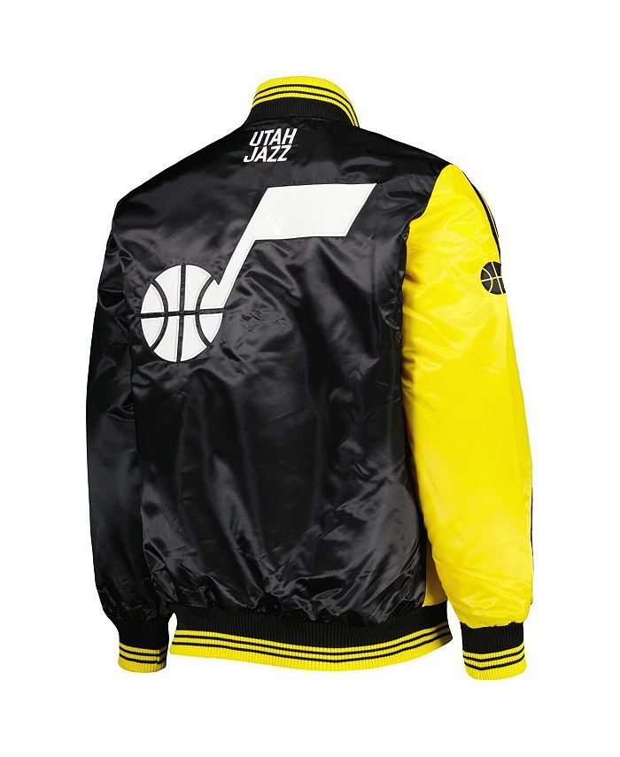 Starter Men's Gold, Black Utah Jazz Fast Break Satin Full-Snap Jacket ...