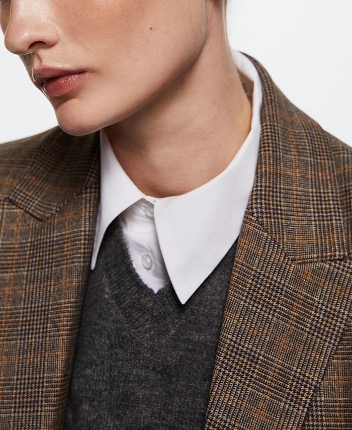 MANGO Women's Check Suit Blazer - Macy's