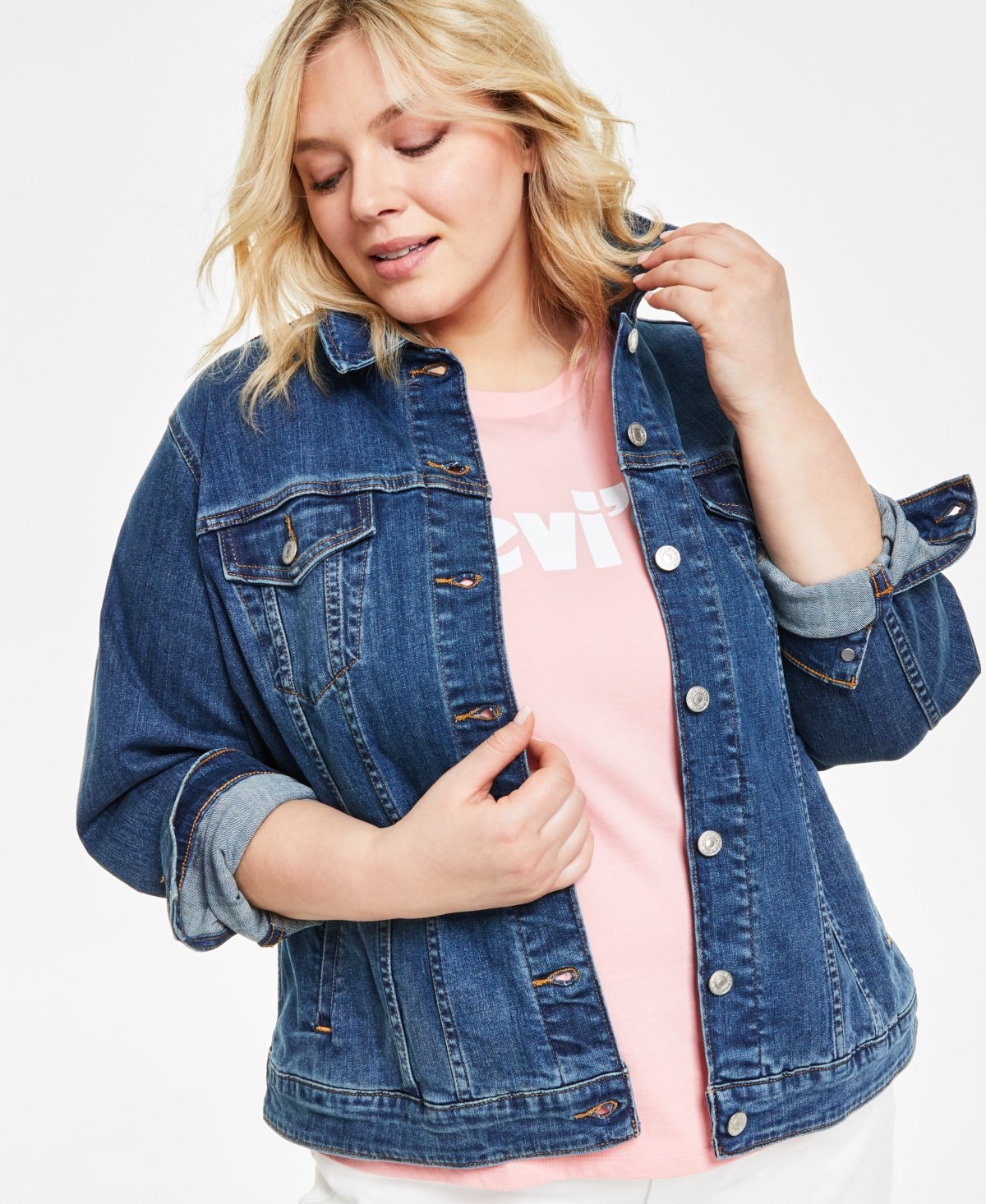 Click here for Levis Plus Size Button-Down Original Denim Trucker... prices