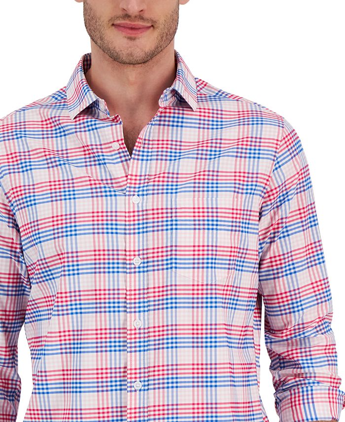 Club Room Mens Malia Classic Fit Plaid Button Down Tech Shirt Created