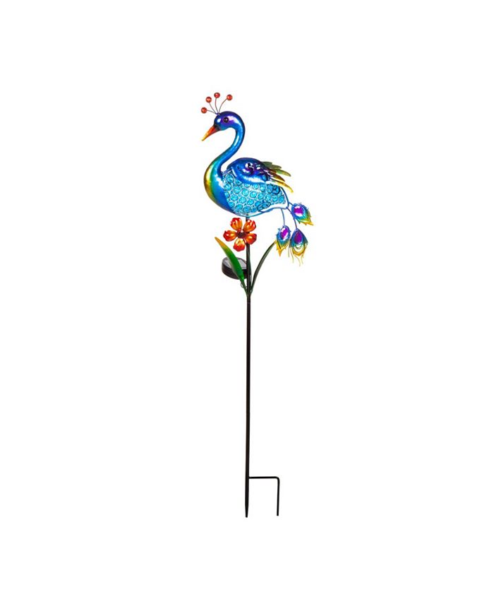 Evergreen Flag Beautiful Peacock Solar Garden Stake - 9 x 3 x 36 Inches ...