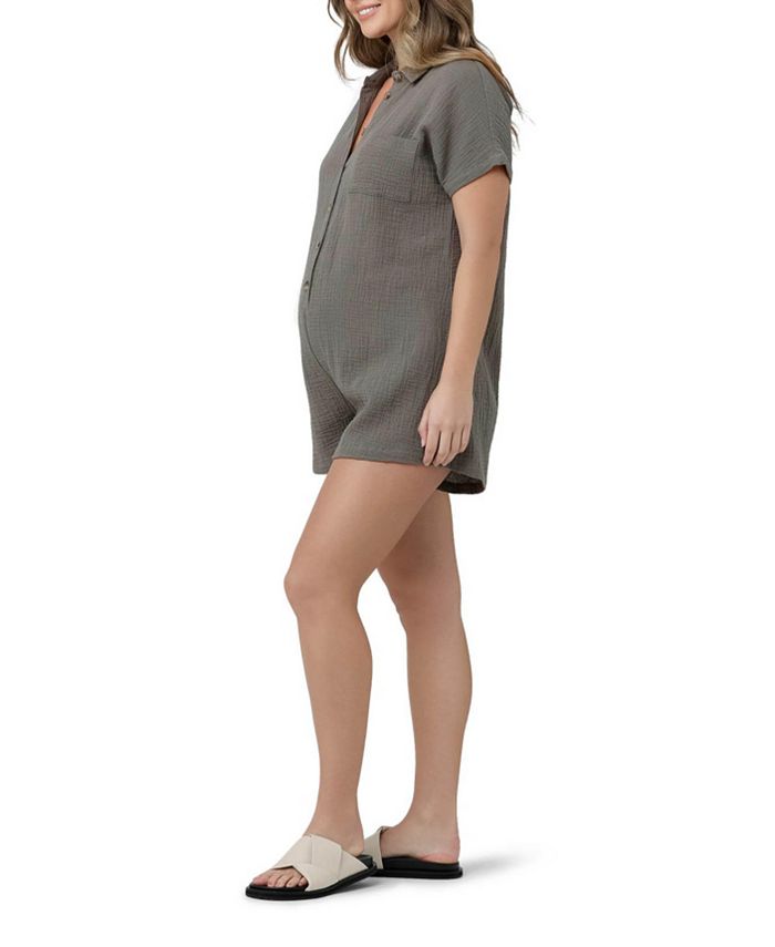 Ripe Maternity Maternity Betty Button Up Playsuit Sage - Macy's