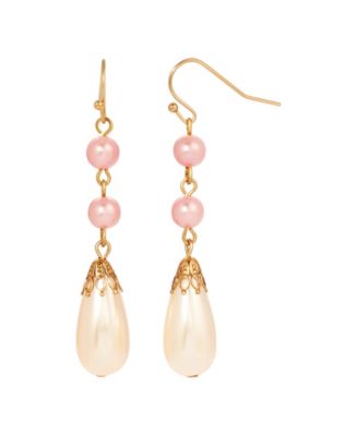 2028 Pink and White Imitation Pearl Drop Earrings - Macy's