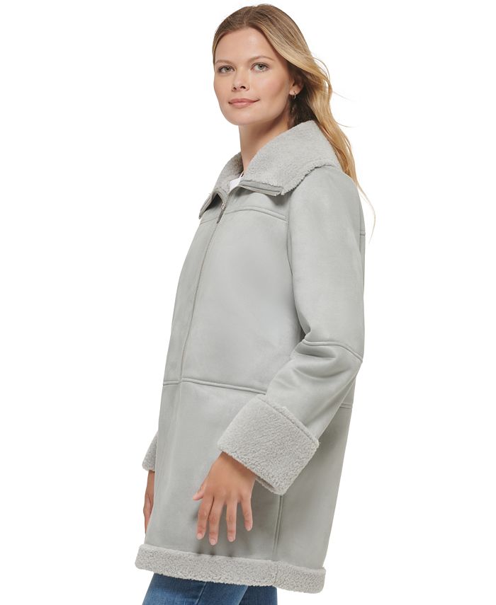 Calvin Klein Women's Faux Shearling Coat & Reviews - Coats & Jackets ...