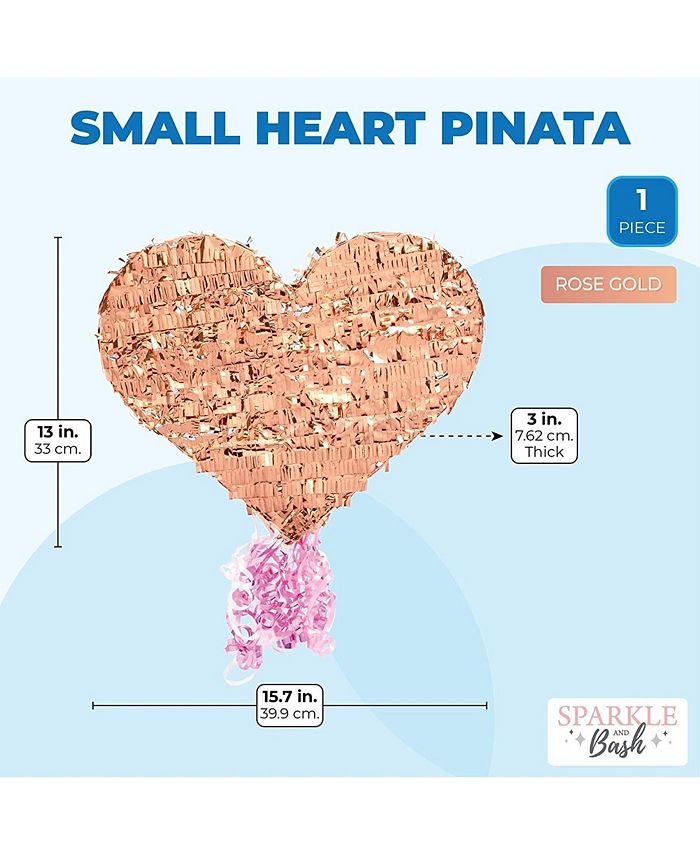 Sparkle and Bash Small Heart Pull String Pinata for Valentine’s (15.7 x ...