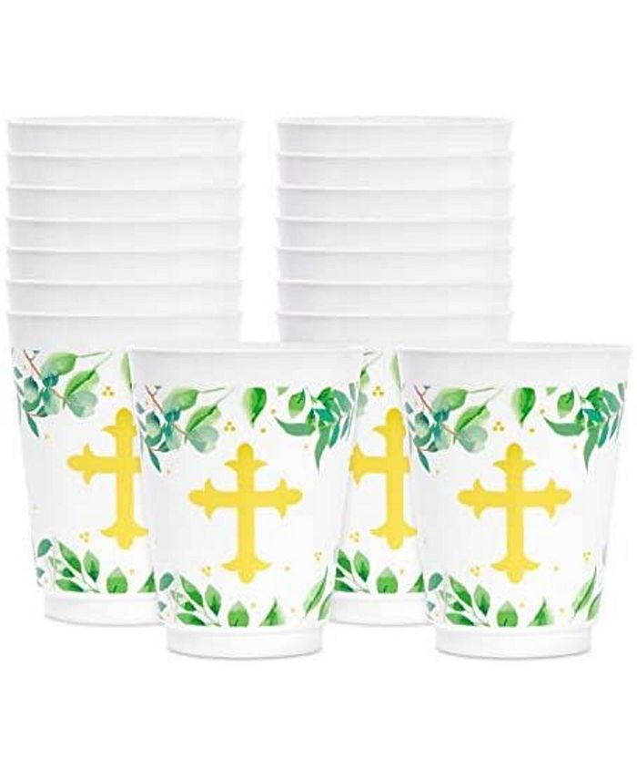 Sparkle and Bash 16 oz Plastic Religious Tumbler Cups, Baptism Party ...