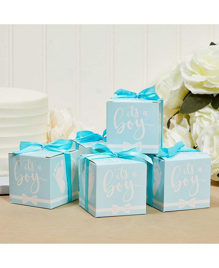 Sparkle and Bash Its a Boy Baby Shower Party Favor Boxes with Ribbons ...