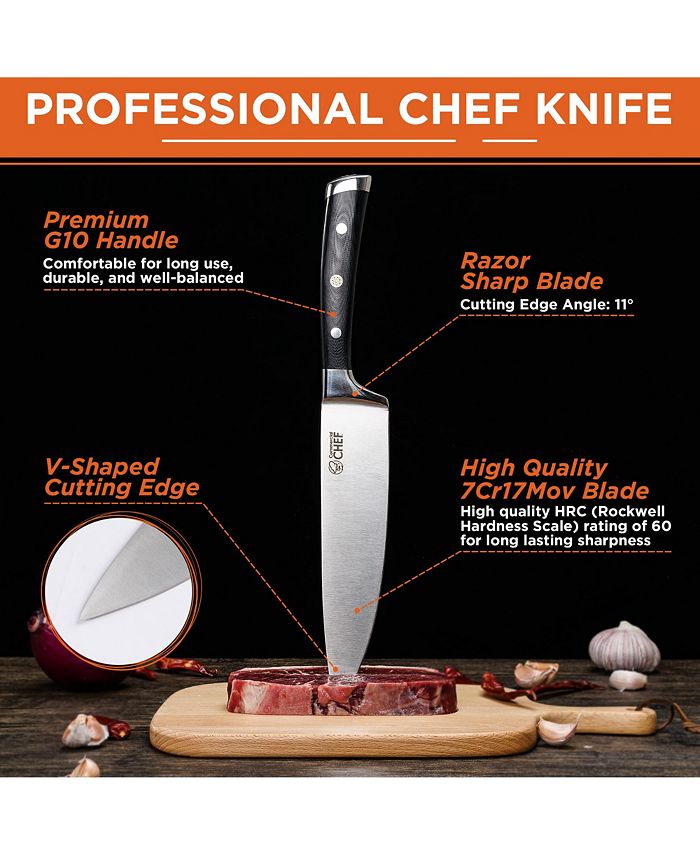 Commercial Chef Professional 8" Chef Knife with Sharpener - Macy's