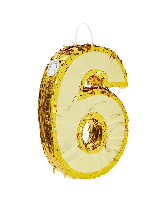 Blue Panda Gold Foil Number 6 Pinata for 6th Birthday Party Decorations ...