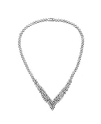 Exquisite Sterling Clear Princess Cluster Necklace with Plating and ...