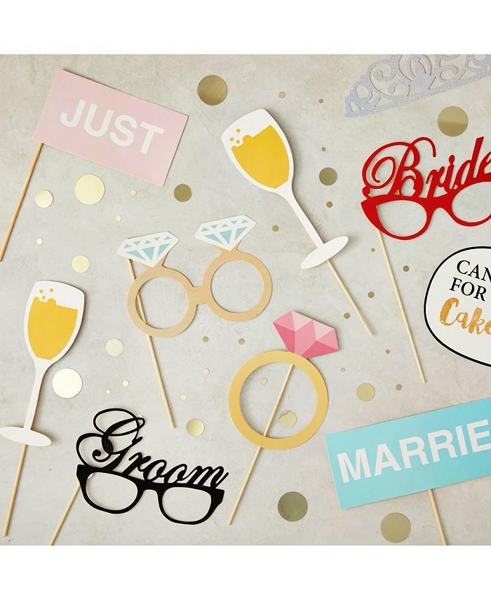 Blue Panda 72 Piece Wedding Photo Booth Props for Bridal Shower ...