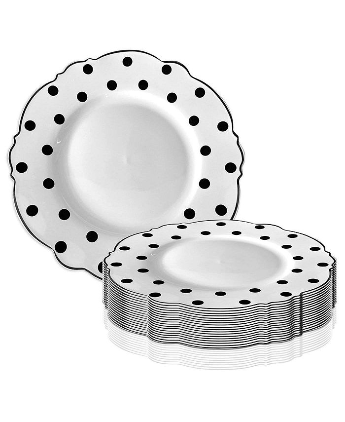 Smarty Had A Party 10.25" White with Black Dots Round Blossom ...