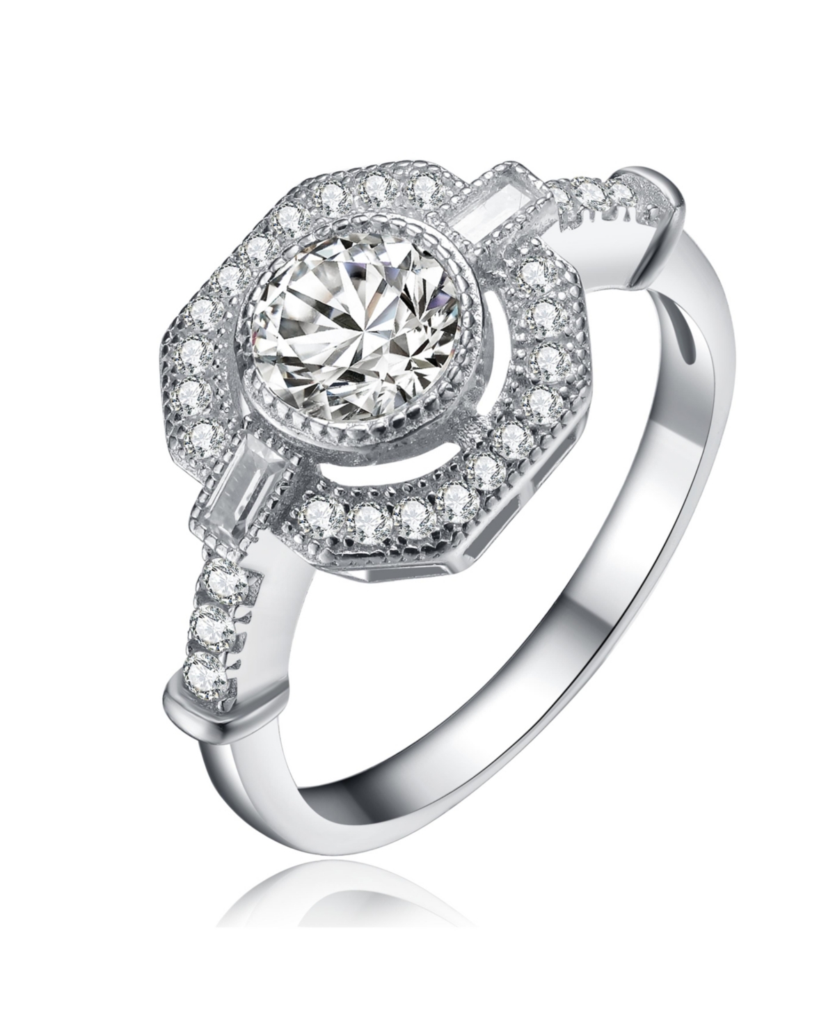 Click here for Sterling Silver Clear Cubic Zirconia Solitairie Ri... prices