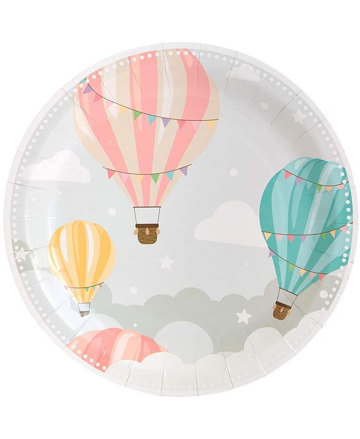 Blue Panda Sparkle and Bash Baby Hot Air Balloon Plates for baby Shower ...