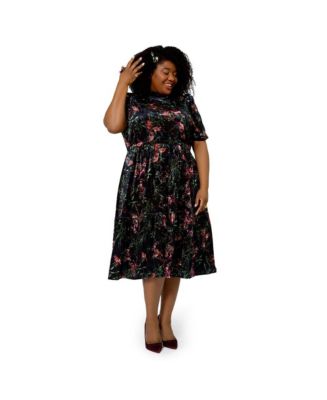 Womens Plus Size, Miranda Fit and Flare Velvet Dress (Curve) - Macy's