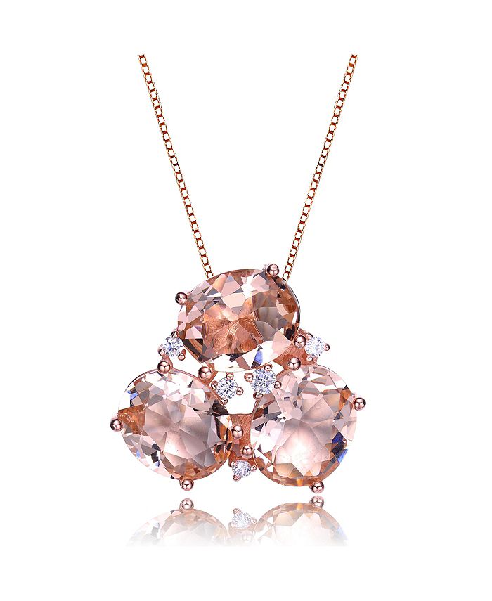 Genevive Sterling Silver 18k Rose Gold Plated Morganite Cubic Zirconia