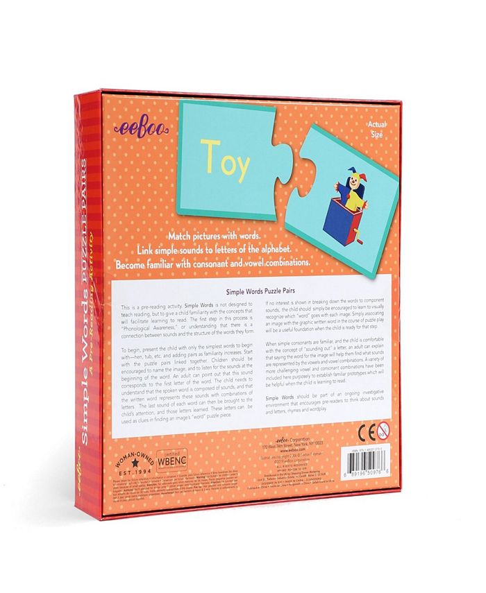 Eeboo Simple Word Puzzle Pairs 48 Piece Set - Macy's