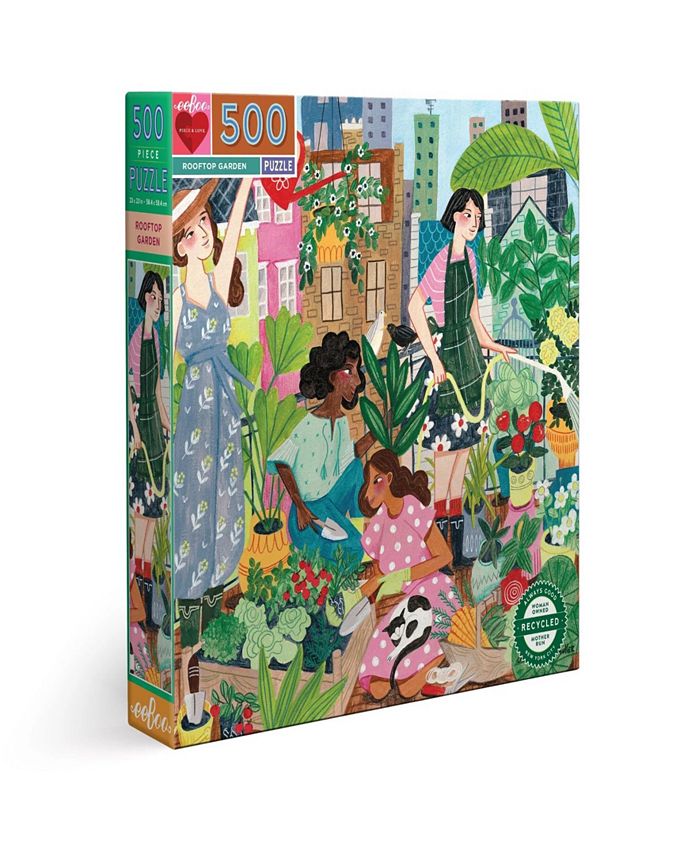 Eeboo Piece and Love Rooftop Garden Square Adult Jigsaw Puzzle Set, 500 ...