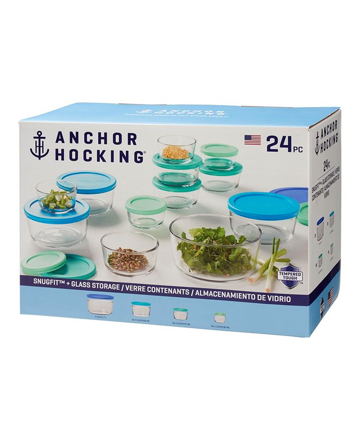 Anchor Hocking 24-Piece Food Storage Set with SnugFit Lids - Macy's