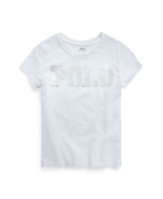 Polo Ralph Lauren Little Girls Metallic-Logo Cotton Jersey T-shirt - Macy's