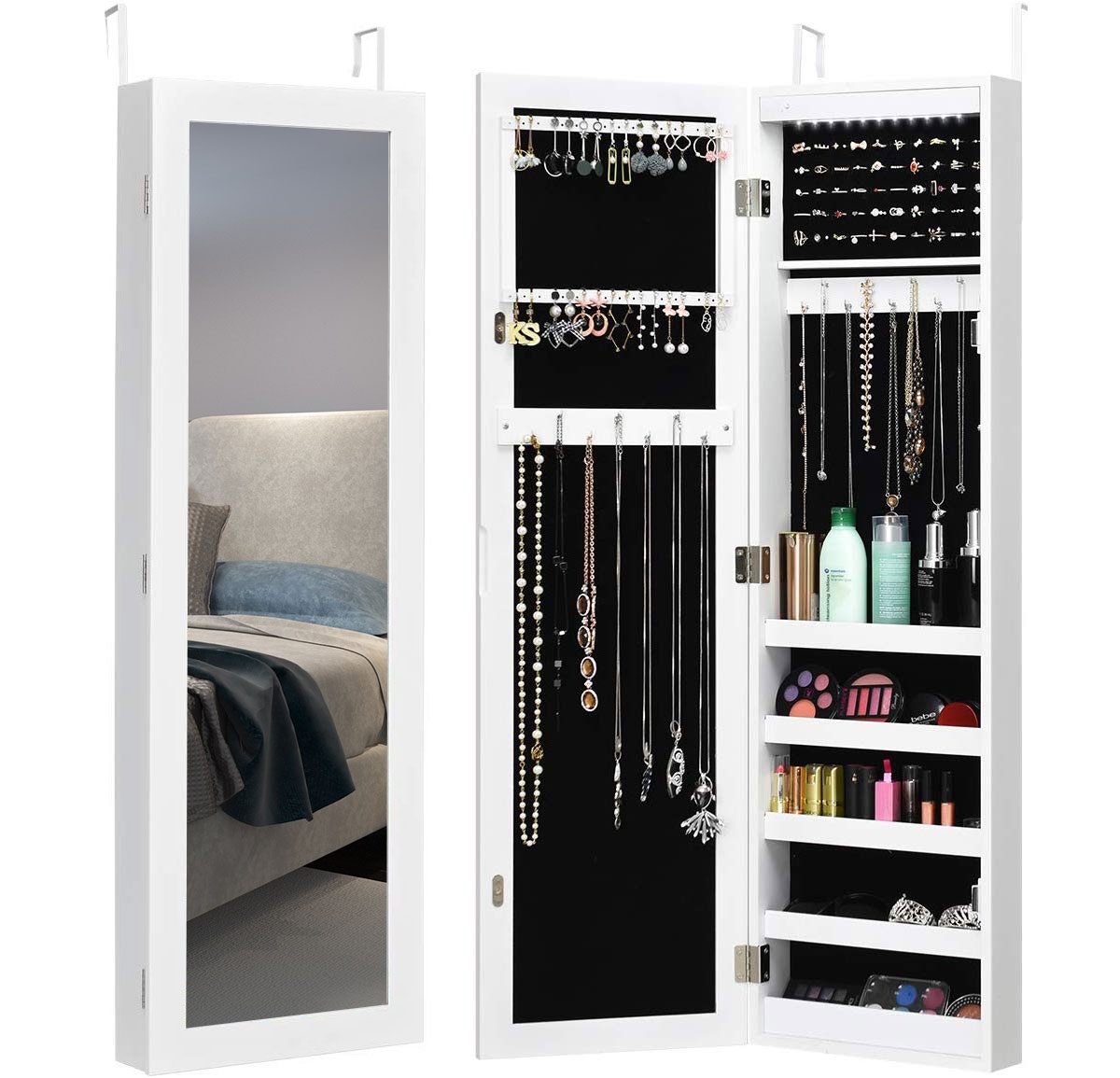Click here for Costway Wall Door Mounted Mirrored Jewelry Cabinet... prices