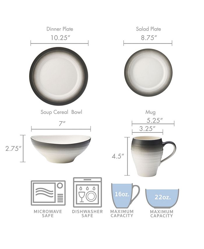 Mikasa Swirl Graphite 16 Piece Dinnerware Set, Service for 4 - Macy's