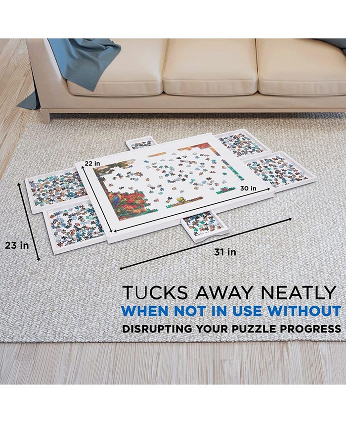 Jumbl 1000pc Puzzle Board w/Mat 23”x31” Wooden Jigsaw Puzzle Table - Macy's