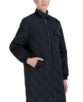 Sebby Collection Women's Long Diamond Quilt Jacket - Macy's