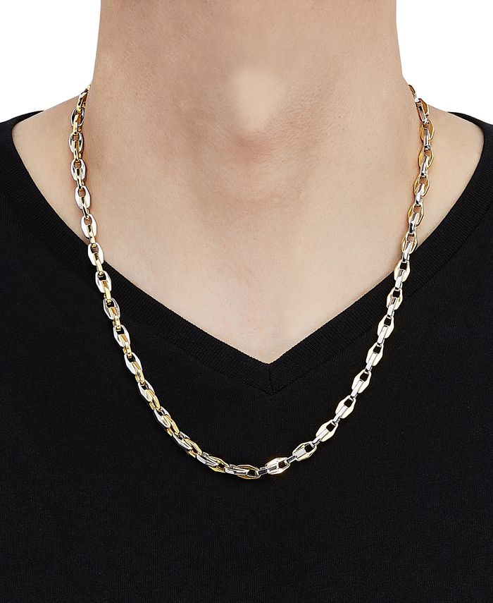 Macy's Men's Two-Tone Link 22" Chain Necklace in 18k Gold-Plated ...