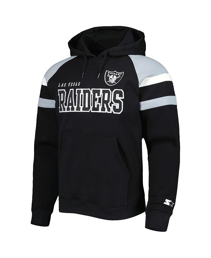 Starter Men's Black Las Vegas Raiders Draft Fleece Raglan Pullover ...
