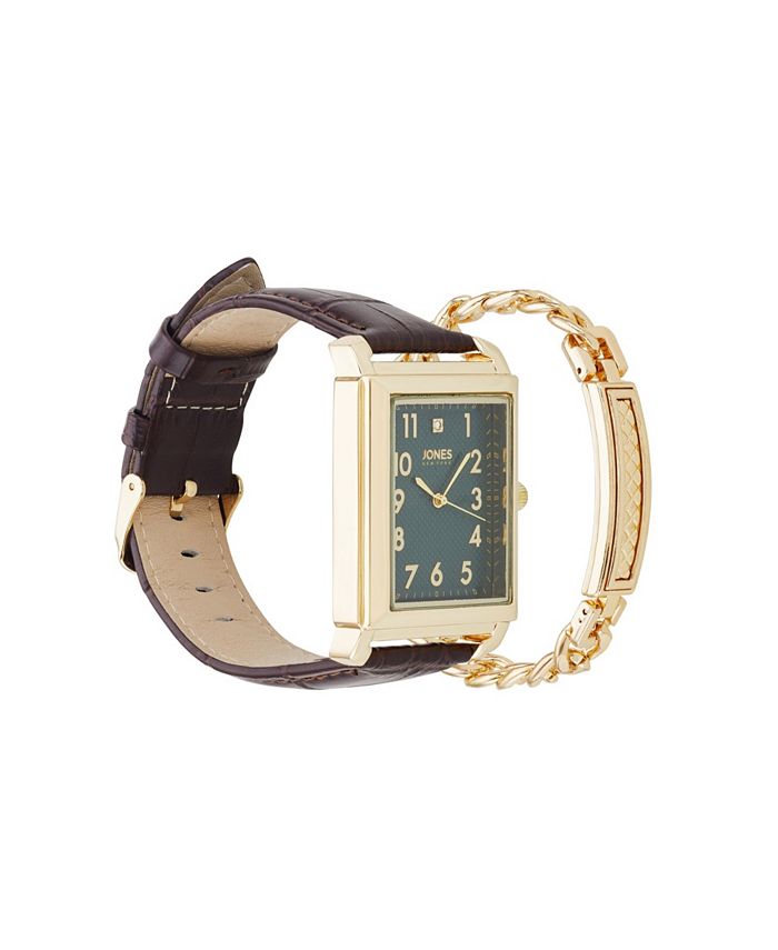 Jones New York Men's Analog Brown Polyurethane Strap Watch, 42mm and ...