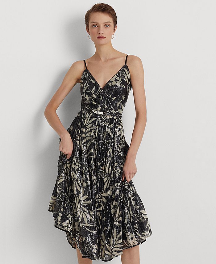 Lauren Ralph Lauren Women's Printed Sequined Cocktail Dress - Macy's