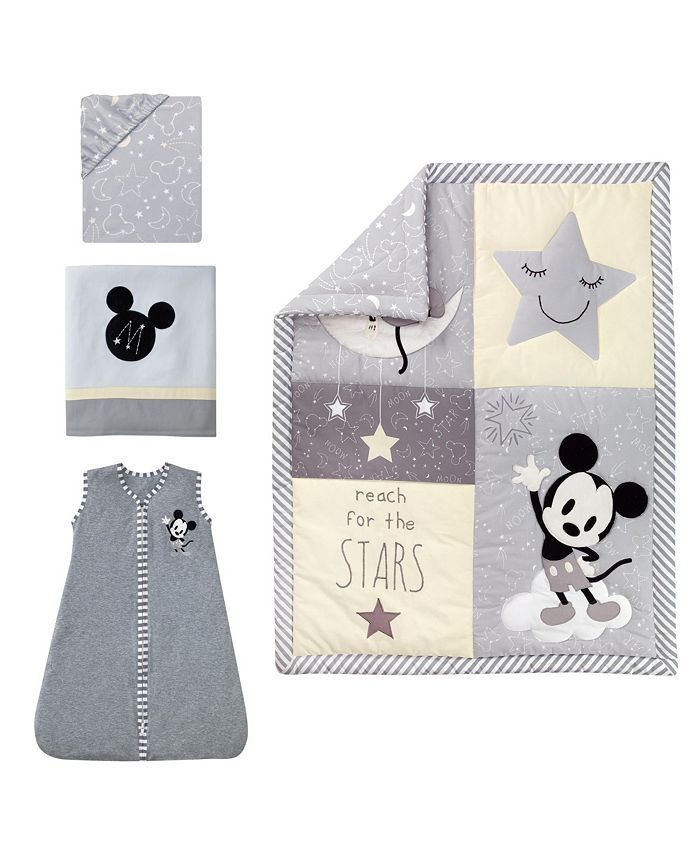 Lambs & Ivy Disney Baby Mickey Mouse Gray/Yellow 4-Piece Crib Bedding ...