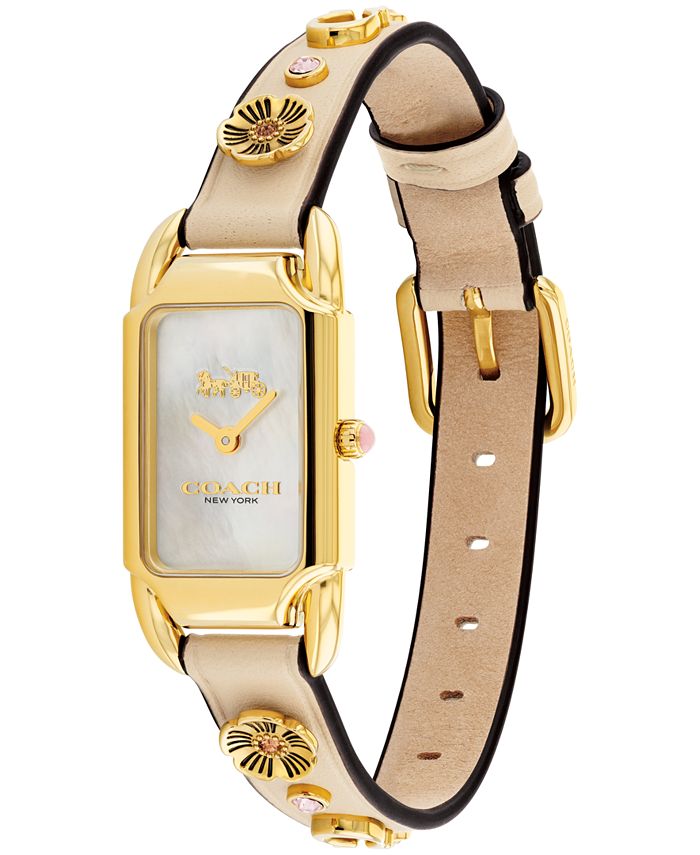 COACH Women's Cadie Quartz Ivory Leather Strap Watch 17.5mm x 28.5mm ...