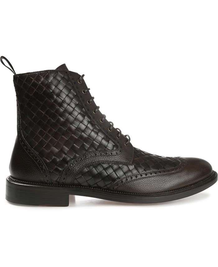 Taft Men's Saint Handwoven Leather Wingtip Dress Boots - Macy's