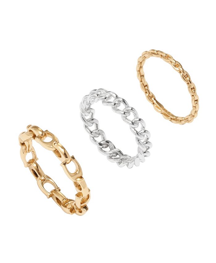 COACH Signature Chain Ring Set, 3 Piece - Macy's