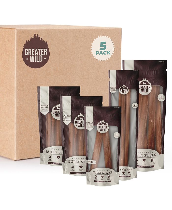 Greater Wild Bully Stick Super-Sampler, Contains 5 Unique Bully Stick ...