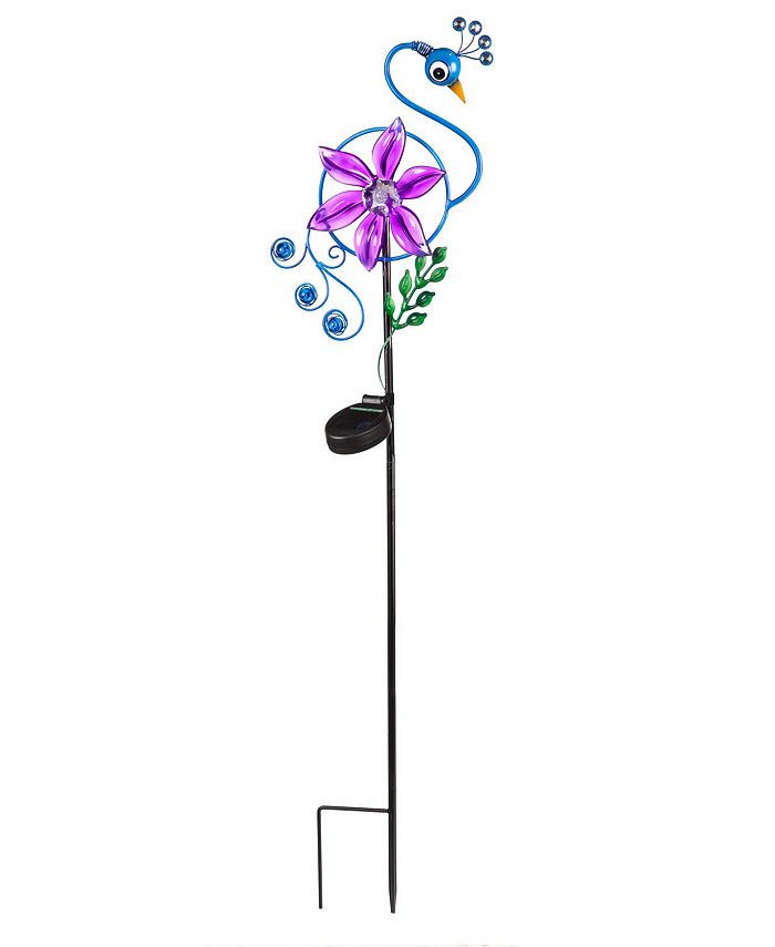 Evergreen 35"H Solar Peacock Bobble Garden Stake - Macy's